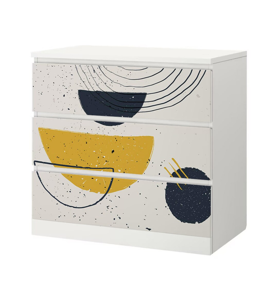Dresser Sticker Malm Yellow Semicircles Adhesive Film Furniture Film ...