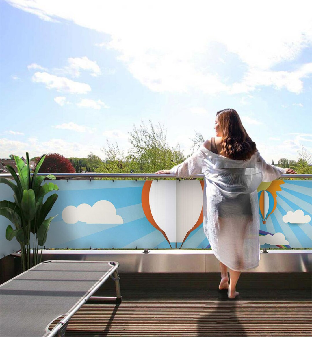 Balcony Banner Balloon Over City Balcony Privacy Screen Garden - Etsy