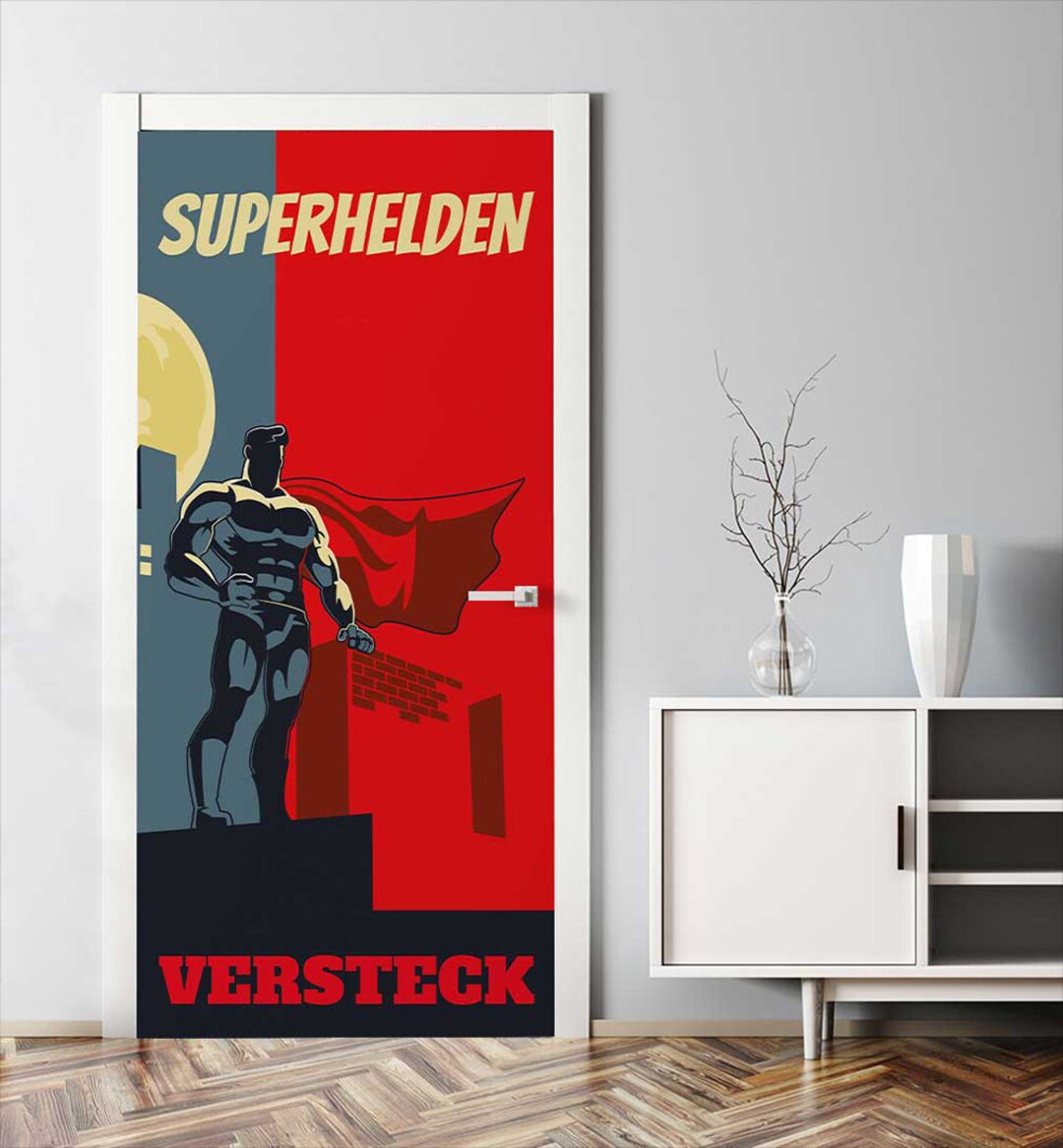 Door Wallpaper Superhero Pose Door Picture Door Sticker Foil - Etsy