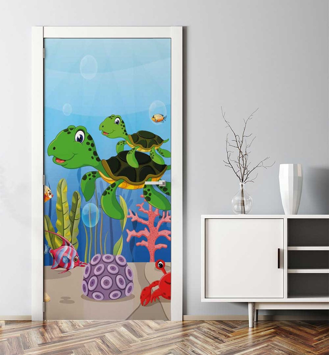 Door Wallpaper Underwater World With Fish and Turtles Door - Etsy