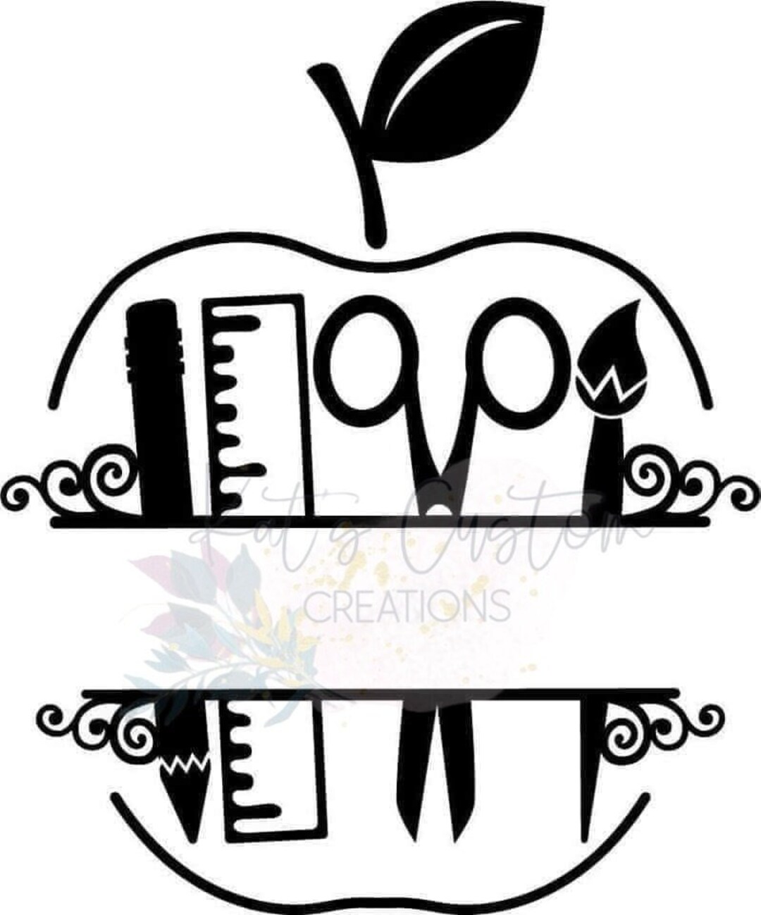 Teacher Split Monogram Svg Teacher Crayon Name Svg School
