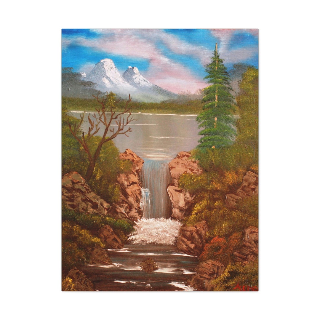 Landscape Painting Waterfall Wall Art Nature Wall Art Water Fall Wall ...