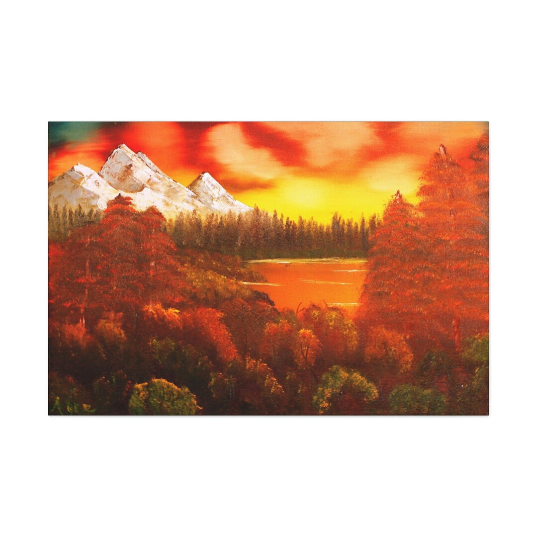 Landscape Painting Wall Art Nature Wall Art Red Wall Decor for Living ...