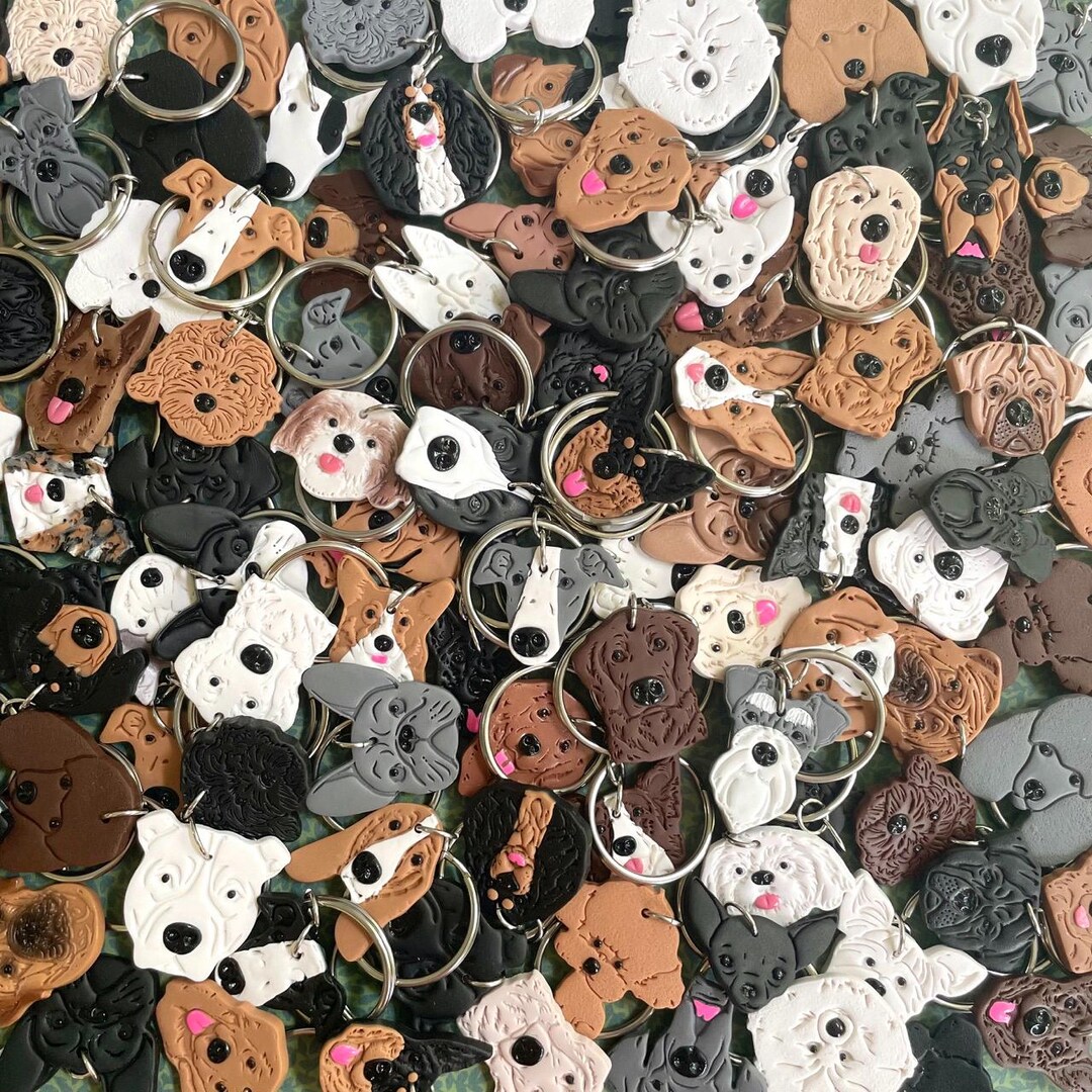 Dog Keychains Breeds A-K | Handmade Polymer Clay Key Ring | Cute Puppy ...