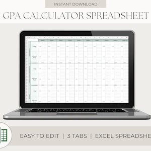 GPA Calculator Excel Spreadsheet | Digital GPA Calculator | GPA Calculator Template - Etsy
