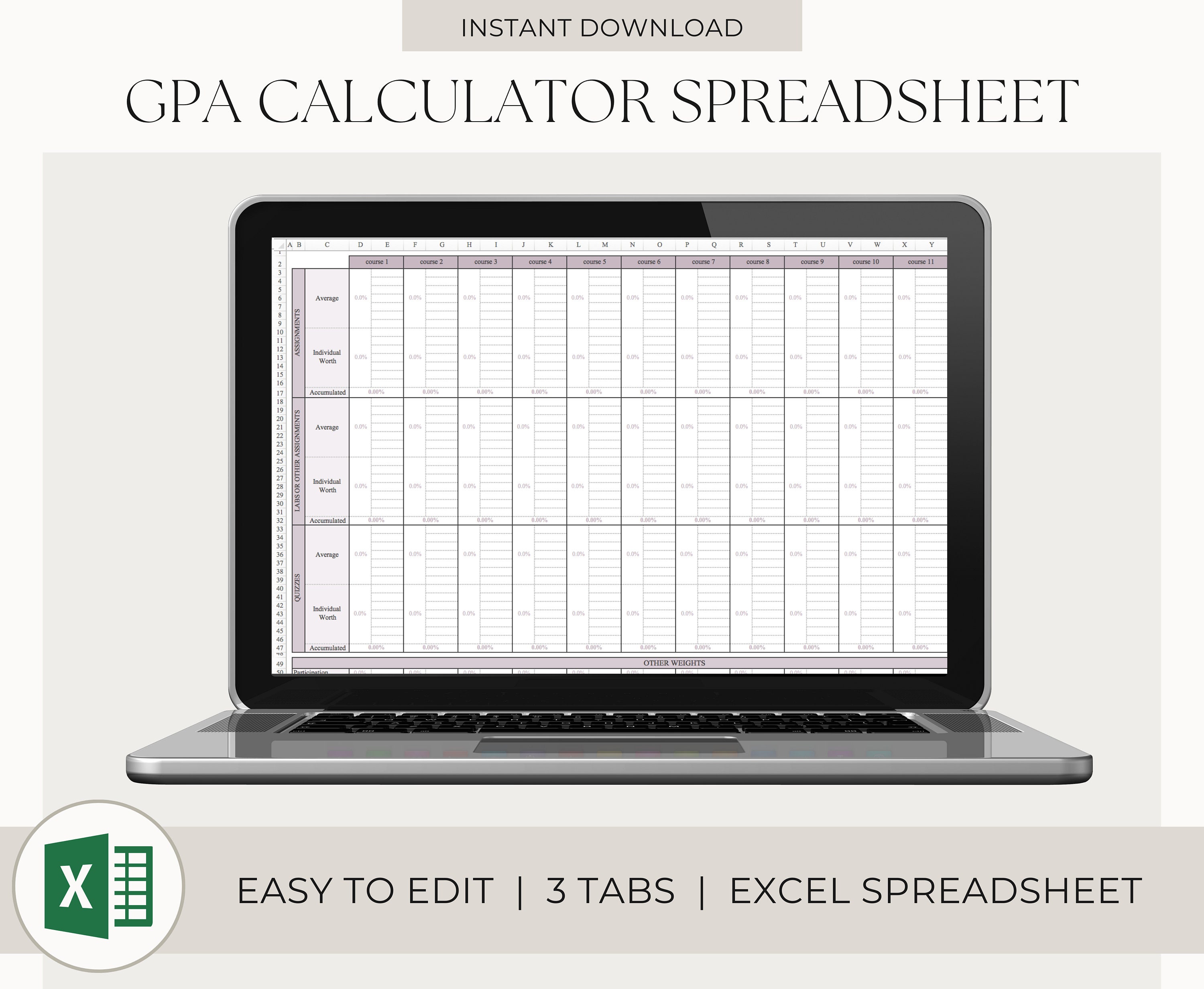 GPA Calculator Excel Spreadsheet Digital GPA Calculator GPA Calculator ...