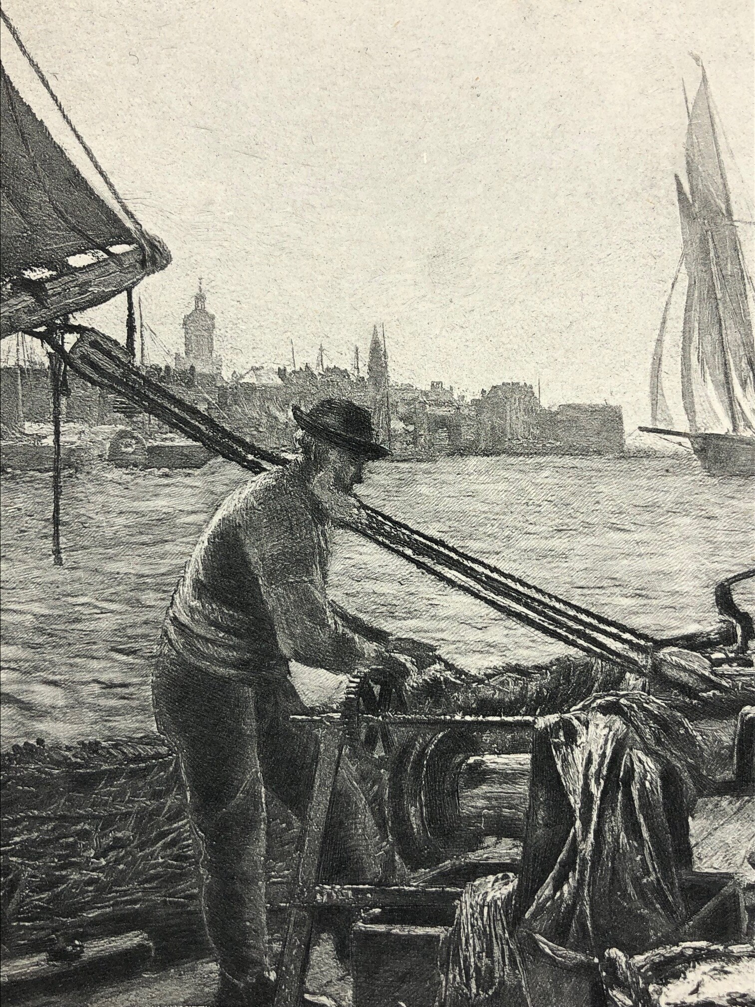 Portsmouth Harbour by Napier Hemy - Antique Print 1914. - Etsy