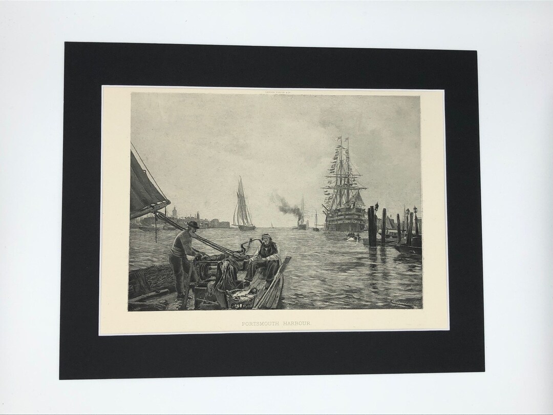 Portsmouth Harbour by Napier Hemy - Antique Print 1914. - Etsy