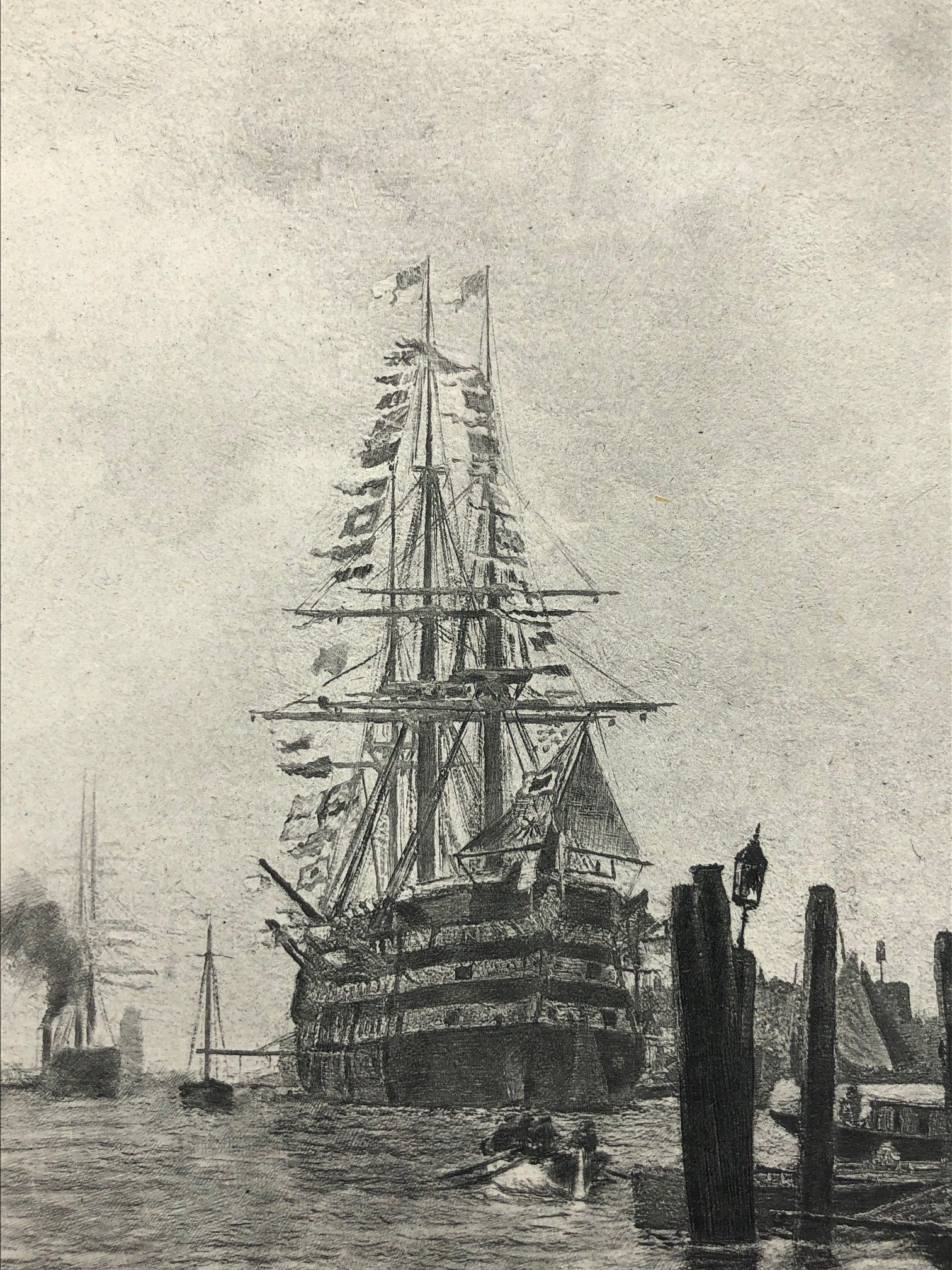 Portsmouth Harbour by Napier Hemy - Antique Print 1914. - Etsy