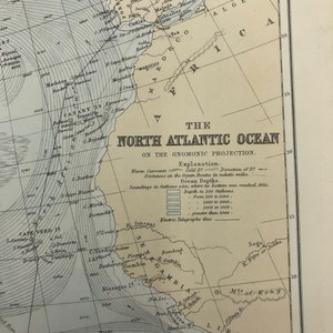 The North Atlantic Ocean Map - Antique Print 1883. - Etsy