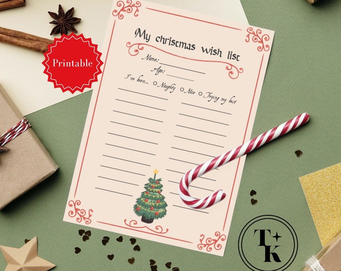 Vintage Christmas Wish List | Letter to Santa Claus | Xmas Wish List ...