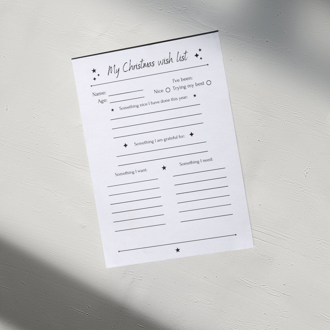 Christmas Wish List: Letter to Santa, Printable Holiday Activity (PNG ...