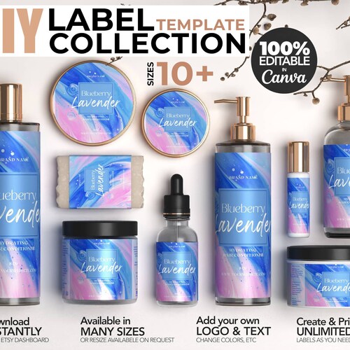 DIY Editable Skincare/cosmetic Label Collection Shampoo - Etsy