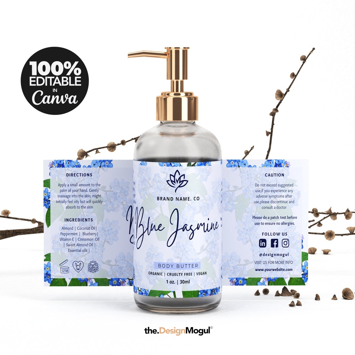 Jasmine DIY Editable Skincare Product Label Collection - Etsy