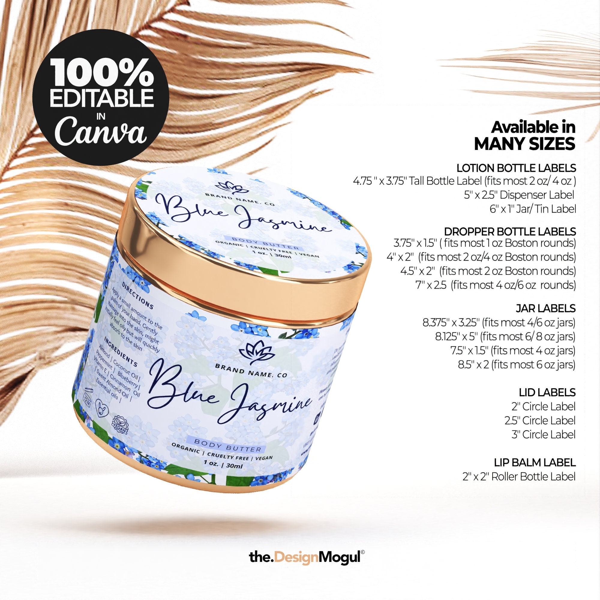 Jasmine DIY Editable Skincare Product Label Collection - Etsy