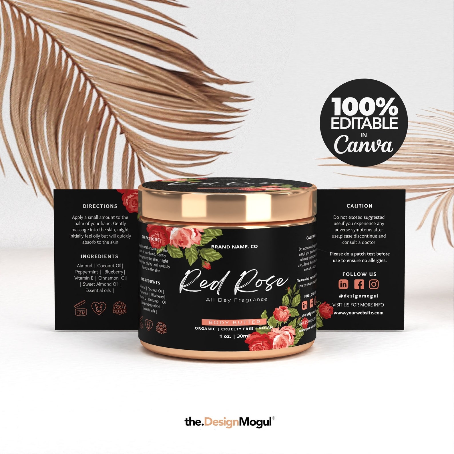 VINTAGE ROSE Editable Skin Care Label Apothecary Label - Etsy