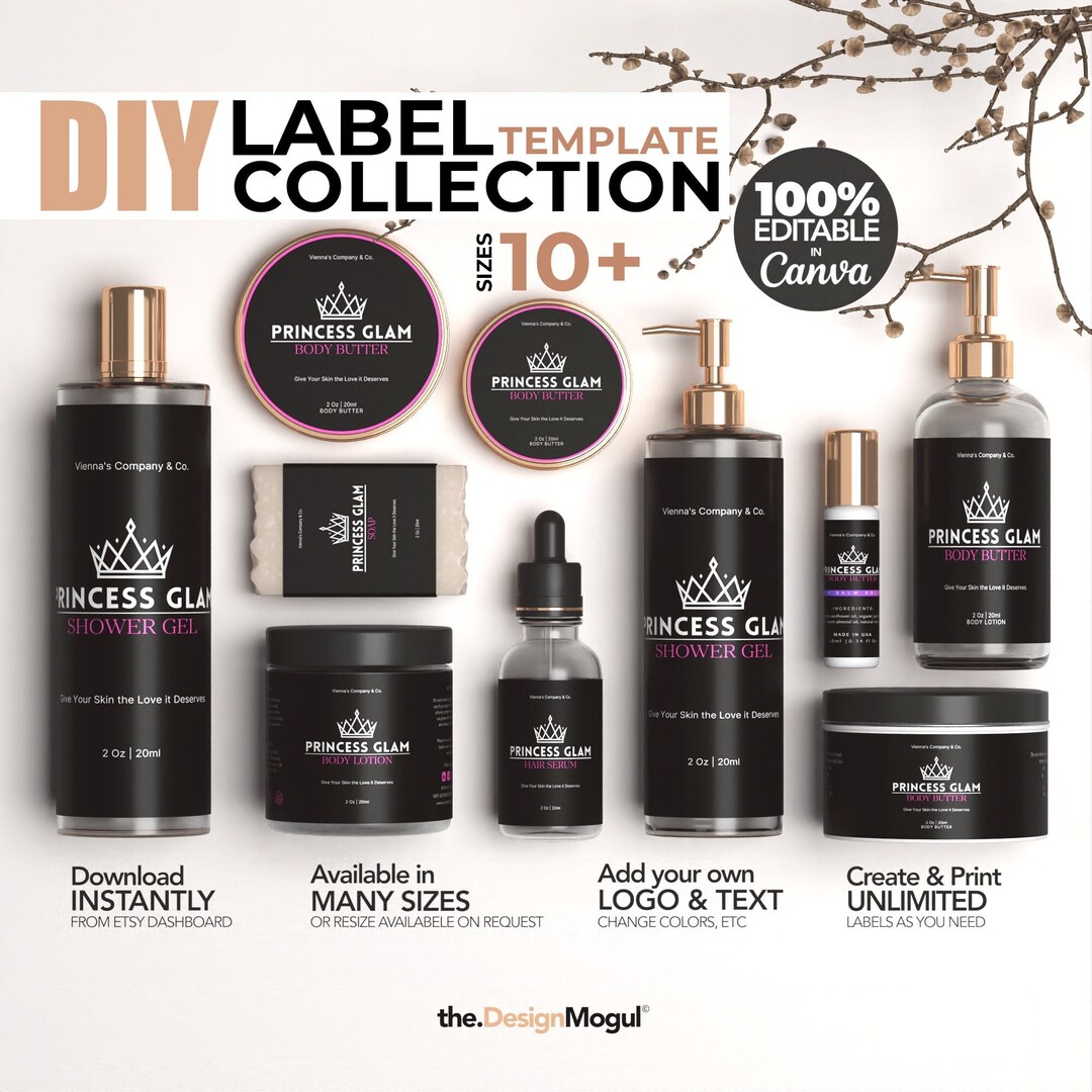Glam - DIY Editable Skincare Product Label Collection - Body Butter ...