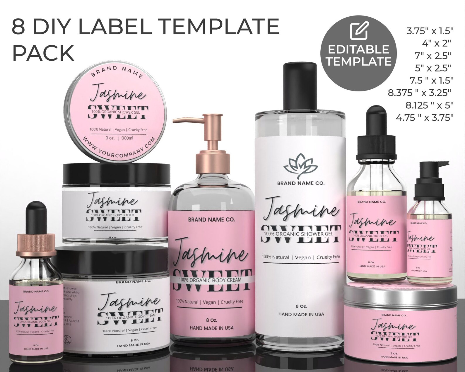 Editable Cosmetic Label Template Custom Skincare Product Etsy