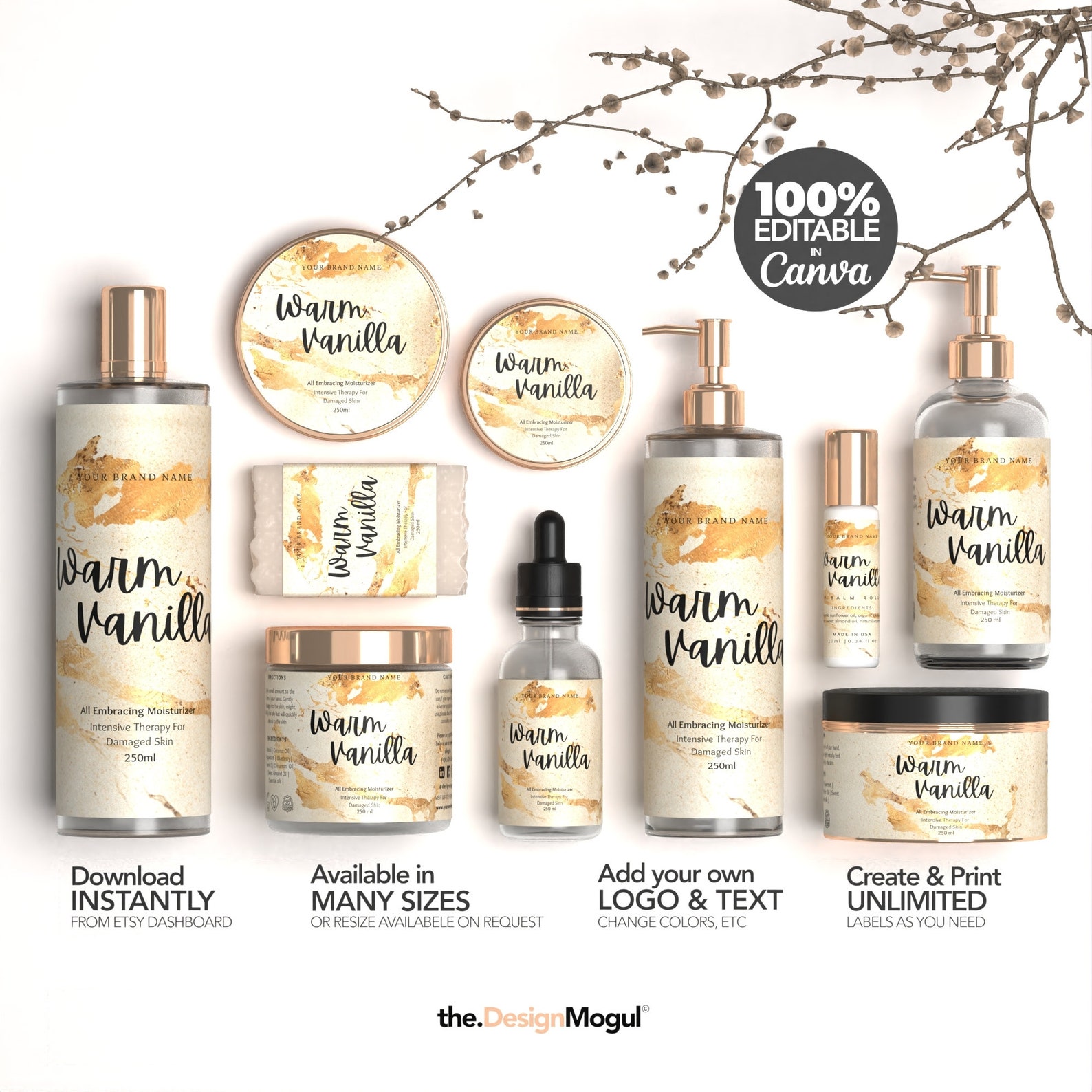 Editable Body Product Labels Custom Skin Care Labels DIY - Etsy