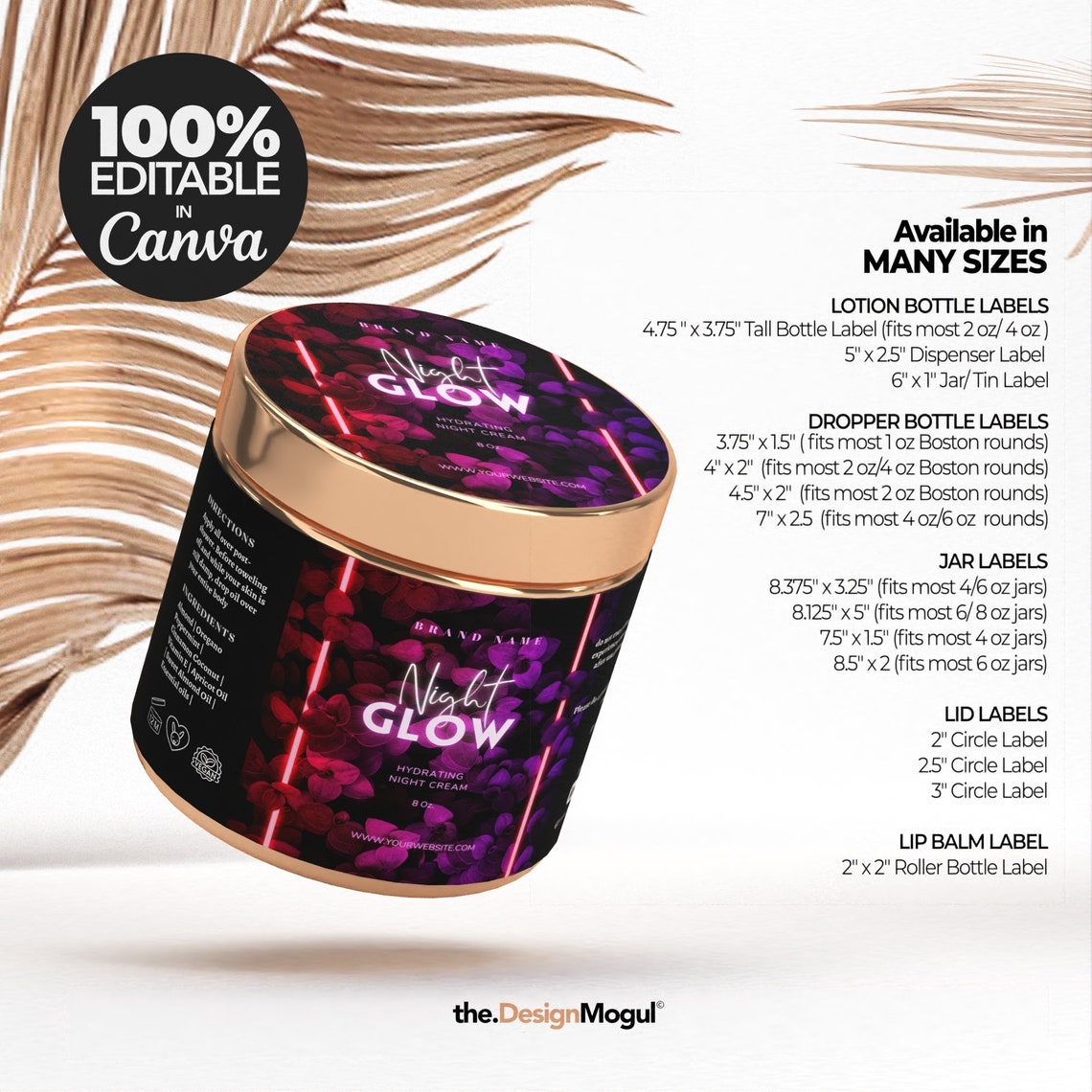 Nightglow DIY Editable Skincare Product Label Collection - Etsy
