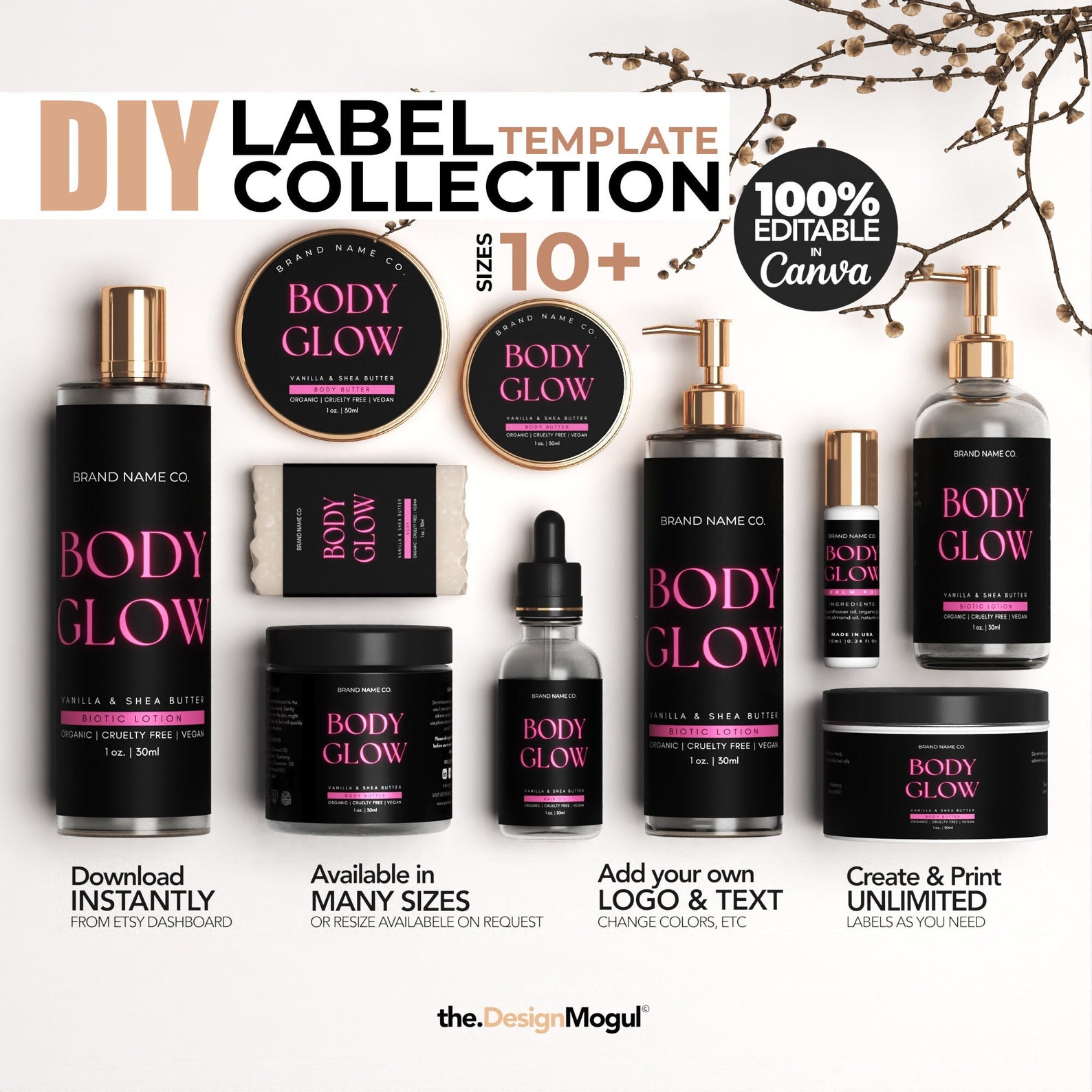 Editable Body Product Labels CANVA, DIY Cosmetic Labels, Editable ...