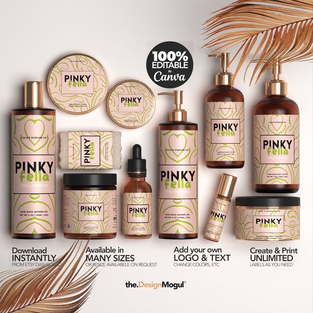 Pinky Fella - DIY Editable Cosmetic Label Templates - Canva Label ...