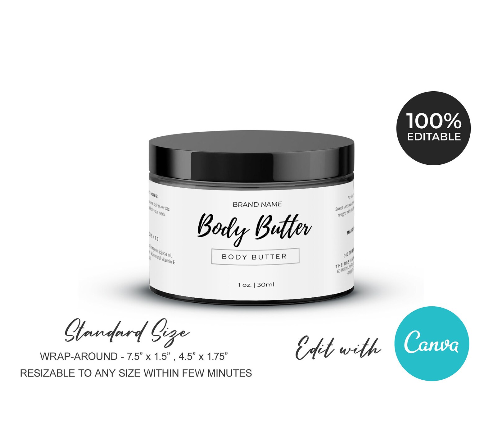 DIY Editable Body Butter Jar Label Template Perfect for - Etsy
