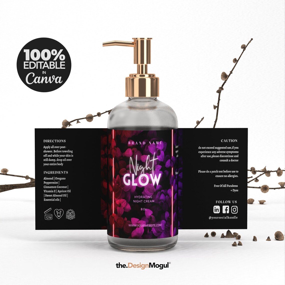 Nightglow DIY Editable Skincare Product Label Collection - Etsy