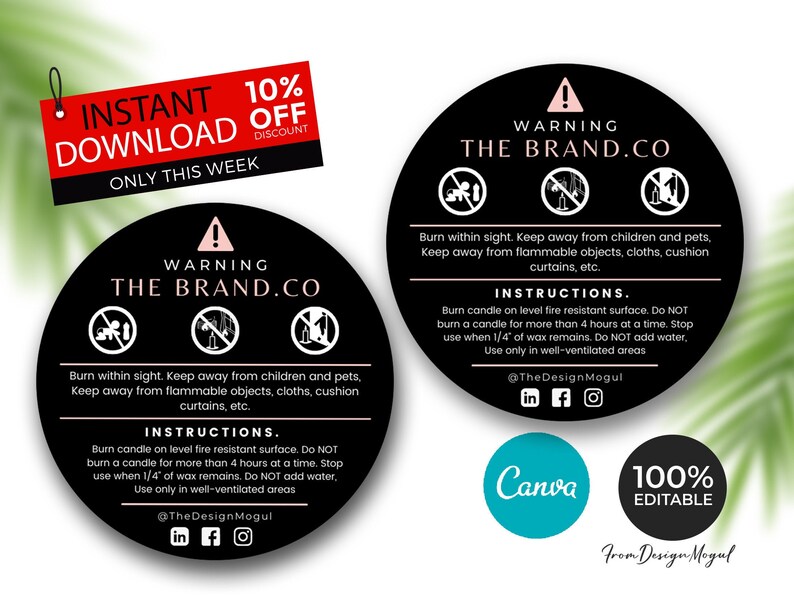 Editable DIY Candle Safety Instructions Sticker Round | Etsy