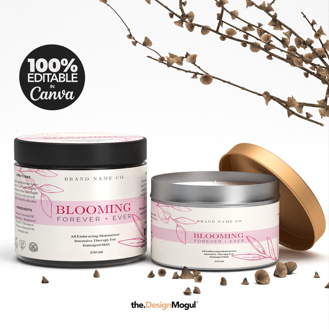 DIY Editable Pink Cosmetic Label Template for Body Butter - Etsy