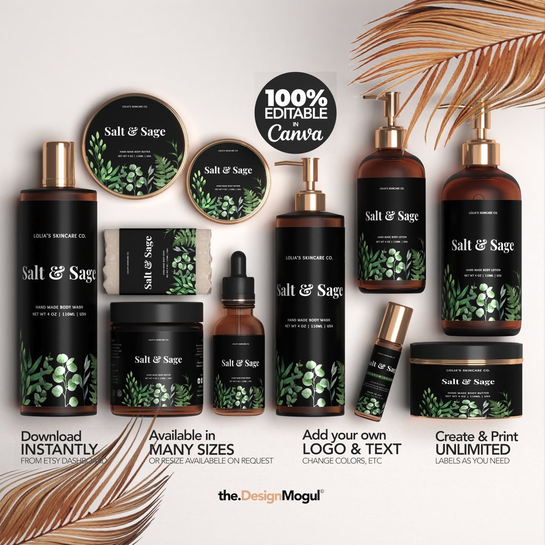 Salt & Sage - DIY Editable Cosmetic Label Templates - Canva Label ...