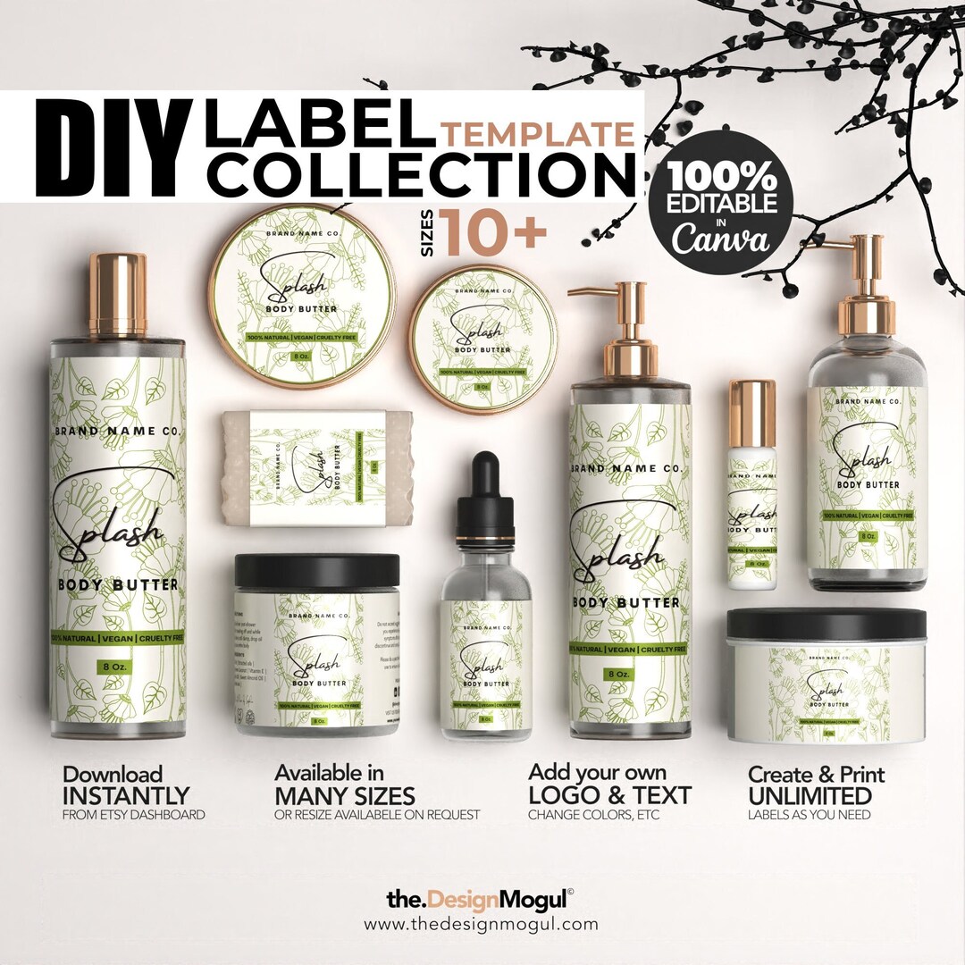 Splash - DIY Editable Skincare Product Label Collection - Body Butter ...