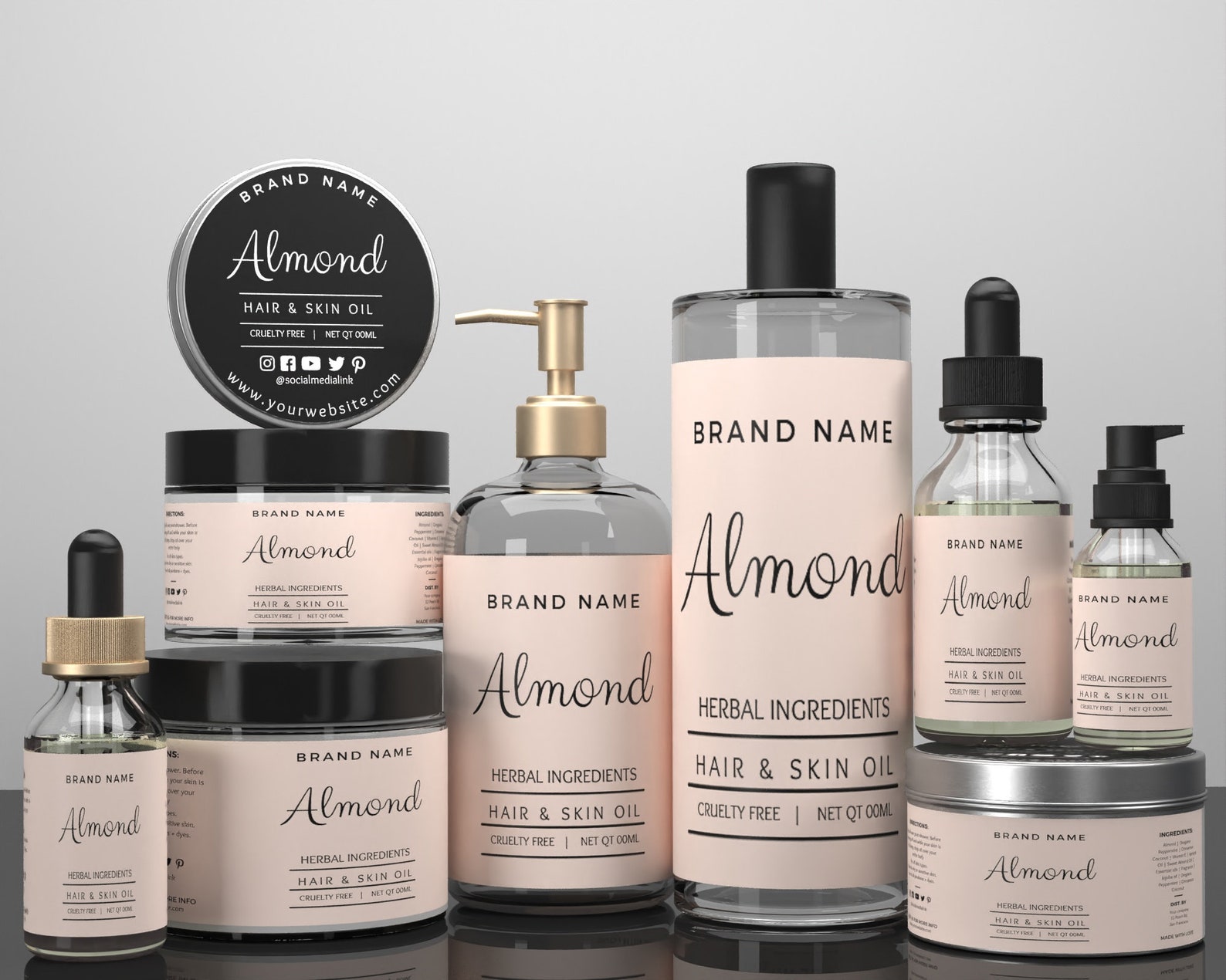 100% Editable DIY Cosmetic Label Templates Custom Skincare - Etsy