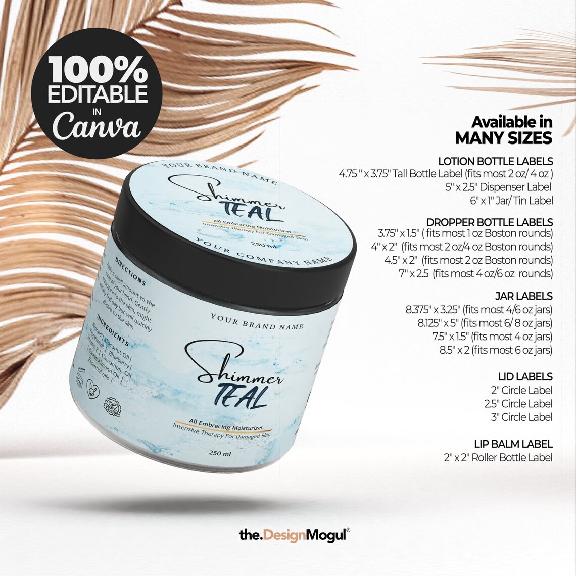 DIY Editable Teal Cosmetic Label Template for Body Butter - Etsy