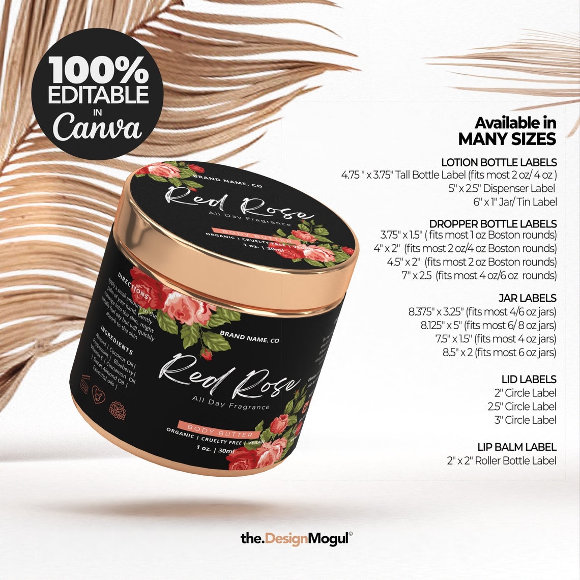 VINTAGE ROSE Editable Skin Care Label Apothecary Label - Etsy