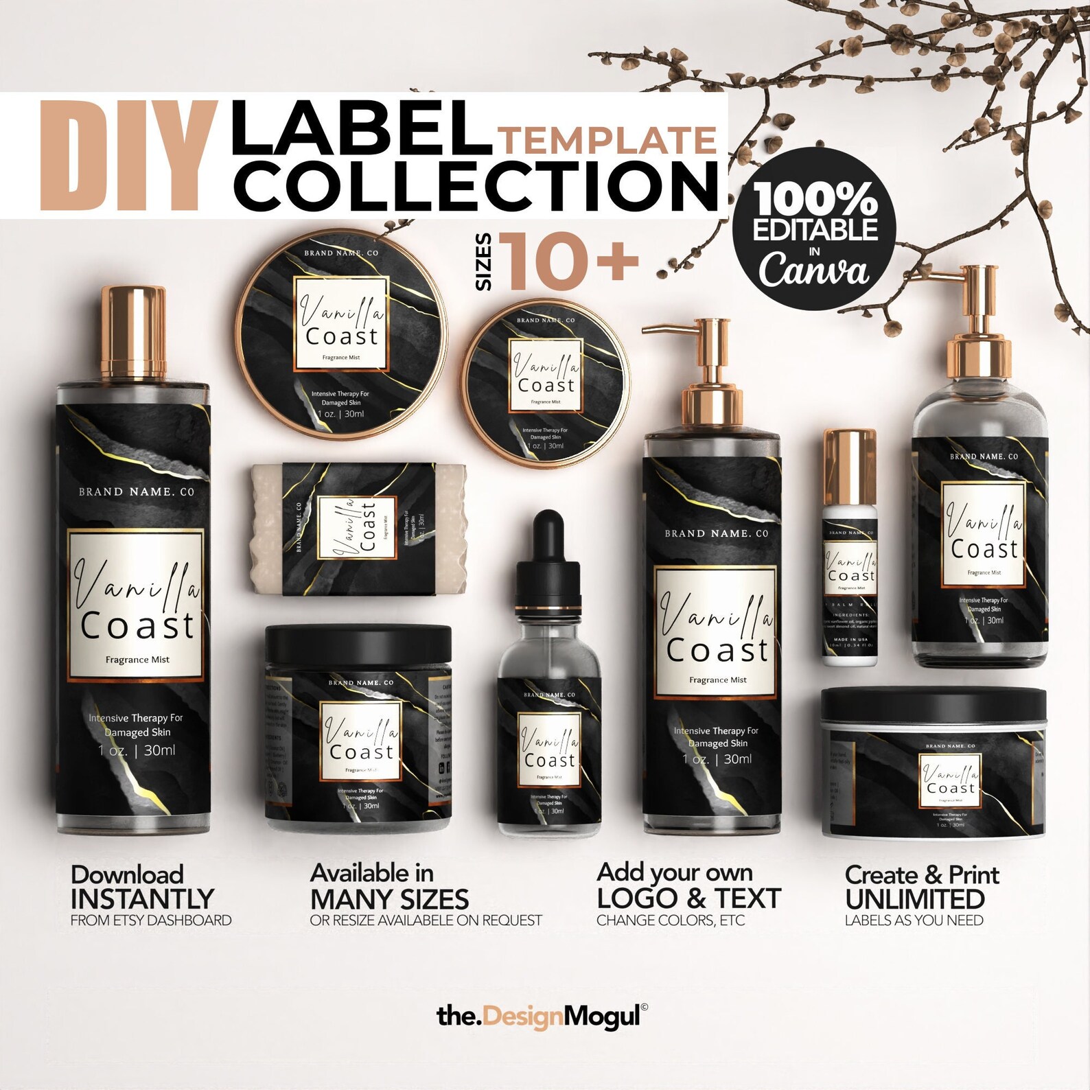 Editable Body Product Labels Custom Skin Care Labels DIY - Etsy