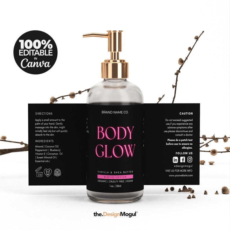 Editable Body Product Labels CANVA DIY Cosmetic Labels - Etsy