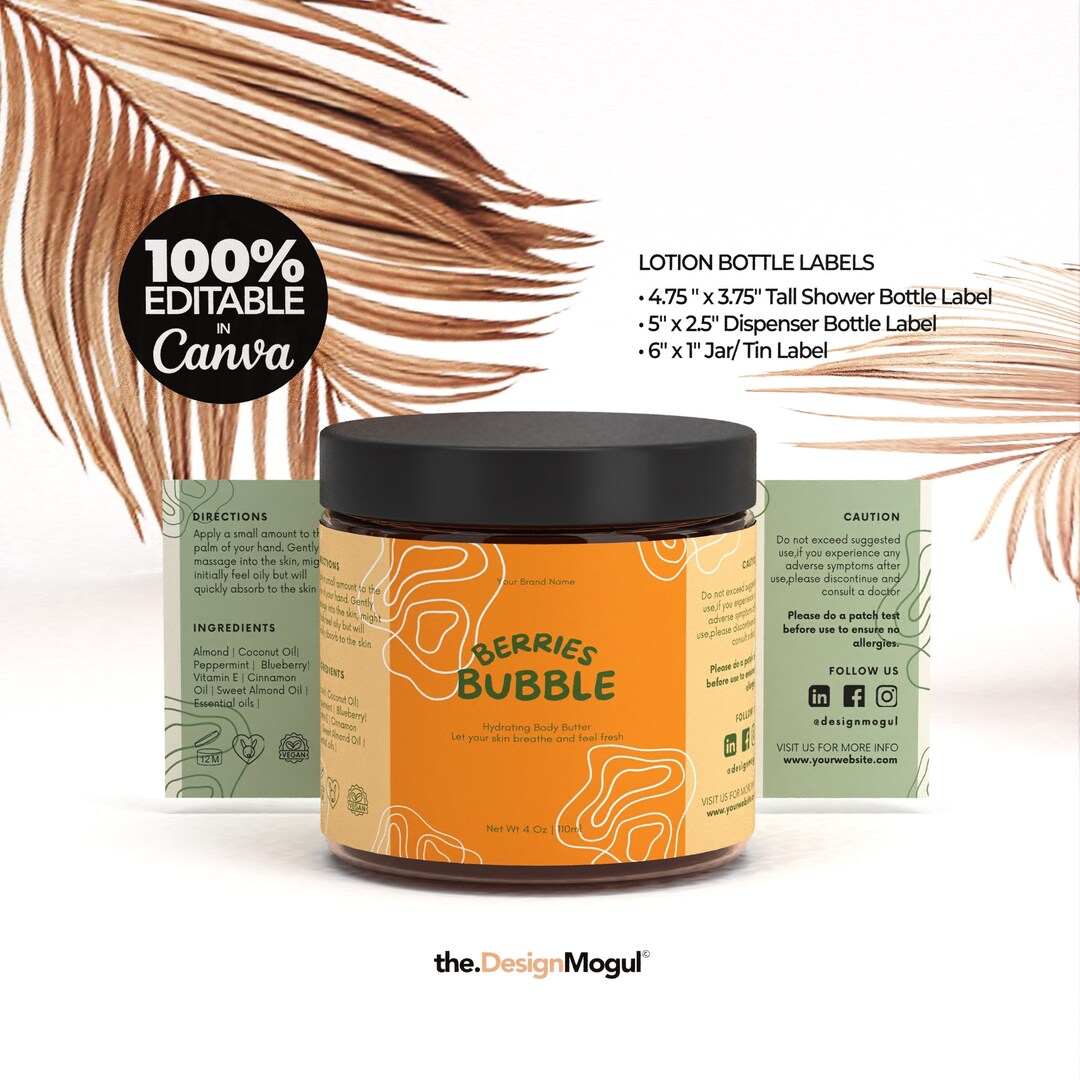 Berries Bubble,100% Editable CANVA Skincare Product Labels , Stunning ...