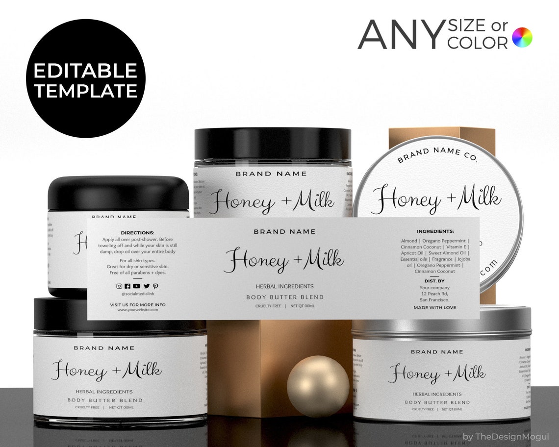Editable Skin Care/cosmetic Label Collection Body Butter - Etsy