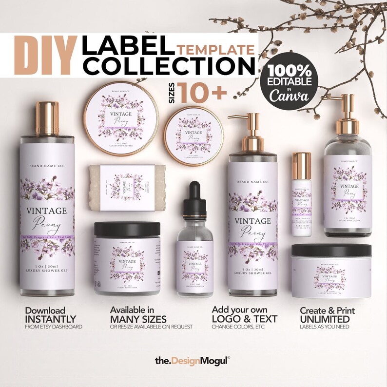 Vintage DIY Editable Skincare Product Label Collection - Etsy