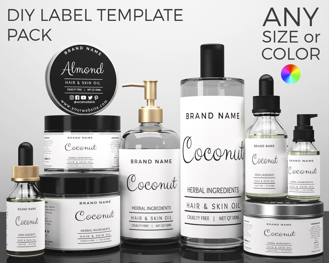 100% Editable DIY Cosmetic Label Templates Custom Skincare - Etsy