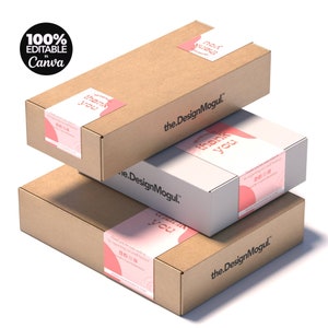 BOHO Pink DIY Editable Box Label Template, Custom Packaging Labels ...