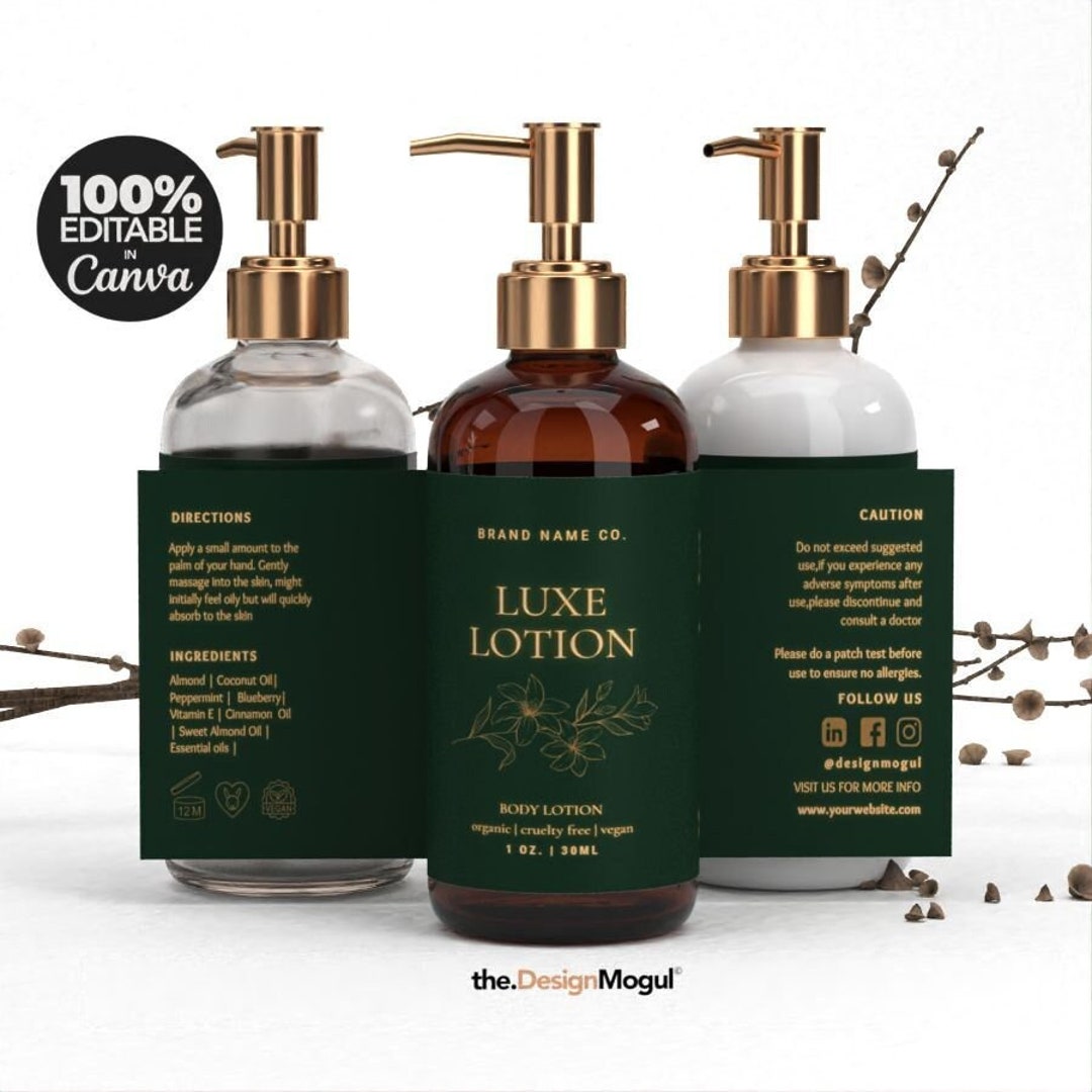 100% Editable Body Product Labels CANVA, DIY Cosmetic Labels, Editable ...