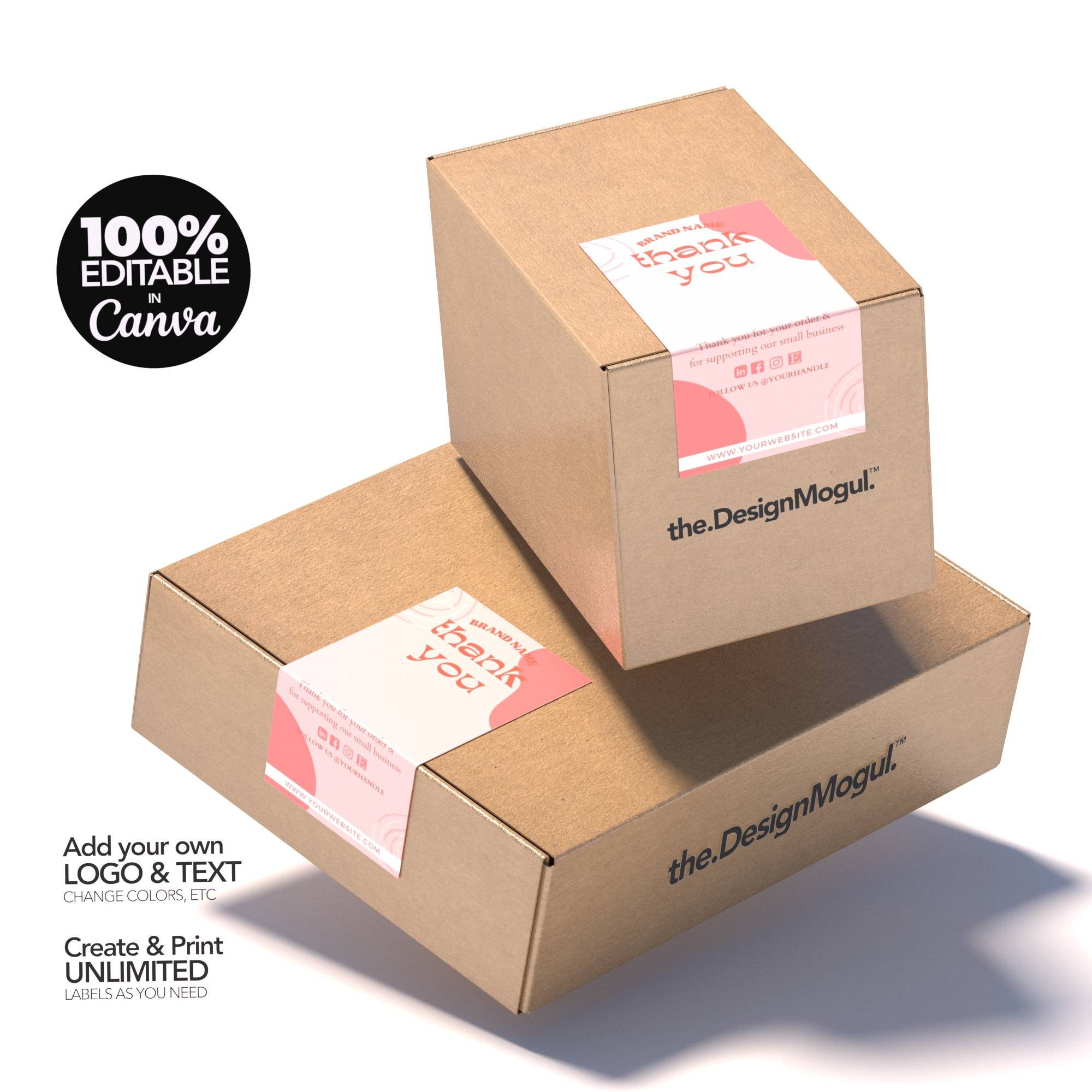 BOHO Pink DIY Editable Box Label Template Custom Packaging - Etsy