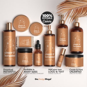 Ginger - DIY Editable Cosmetic Label Templates - Canva Label Templates ...