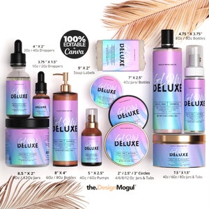 Glow Deluxe - DIY Editable Cosmetic Label Templates - Canva Label ...