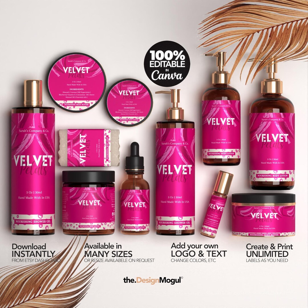 Velvet DIY Editable Cosmetic Label Templates Canva Label Templates Body ...
