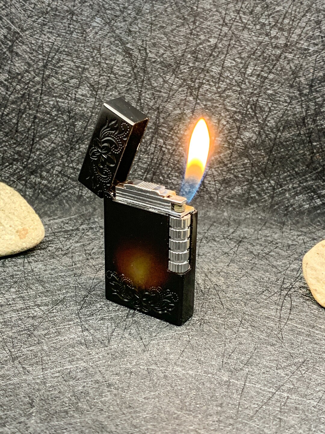 Engraved Lighter Refillable Flip Top With Side Grind Flint Cool Black ...