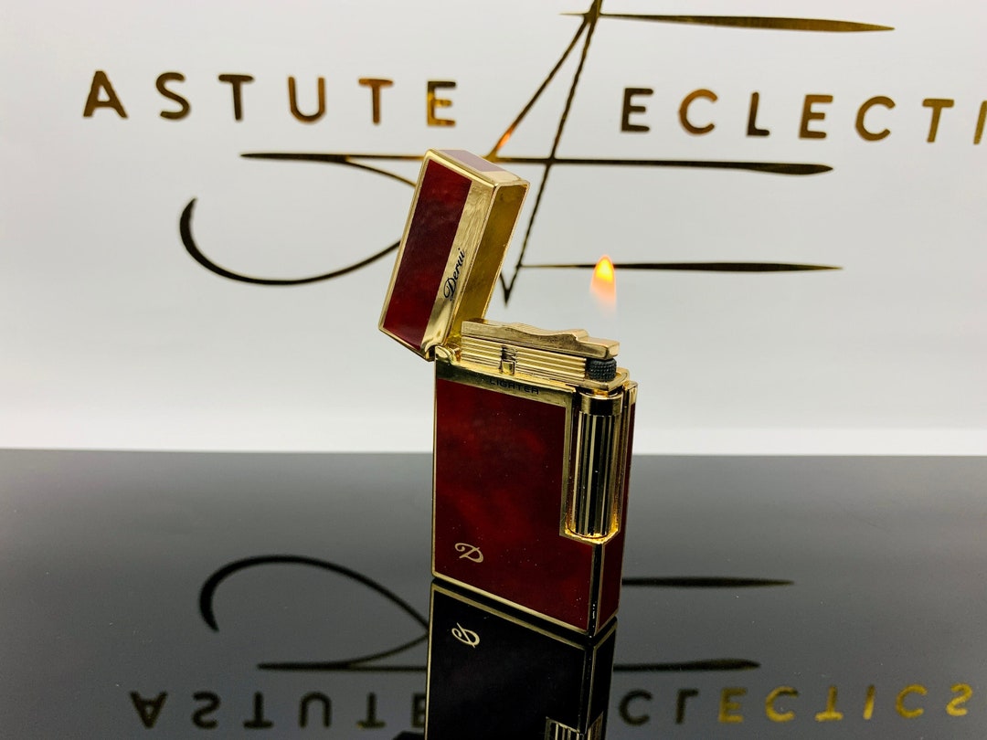 High End Lighter, Ruby Red & Gold, Butane Refillable With Side Flint ...