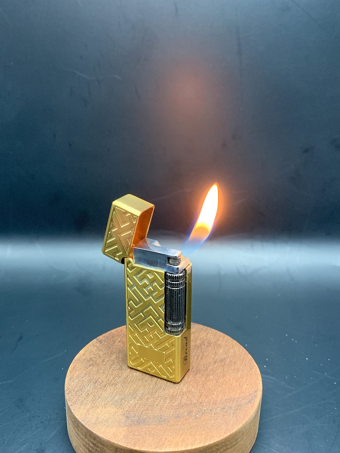 Gold Flint Lighter Cool Slim Refillable Flip Top, Butane Side Grind ...